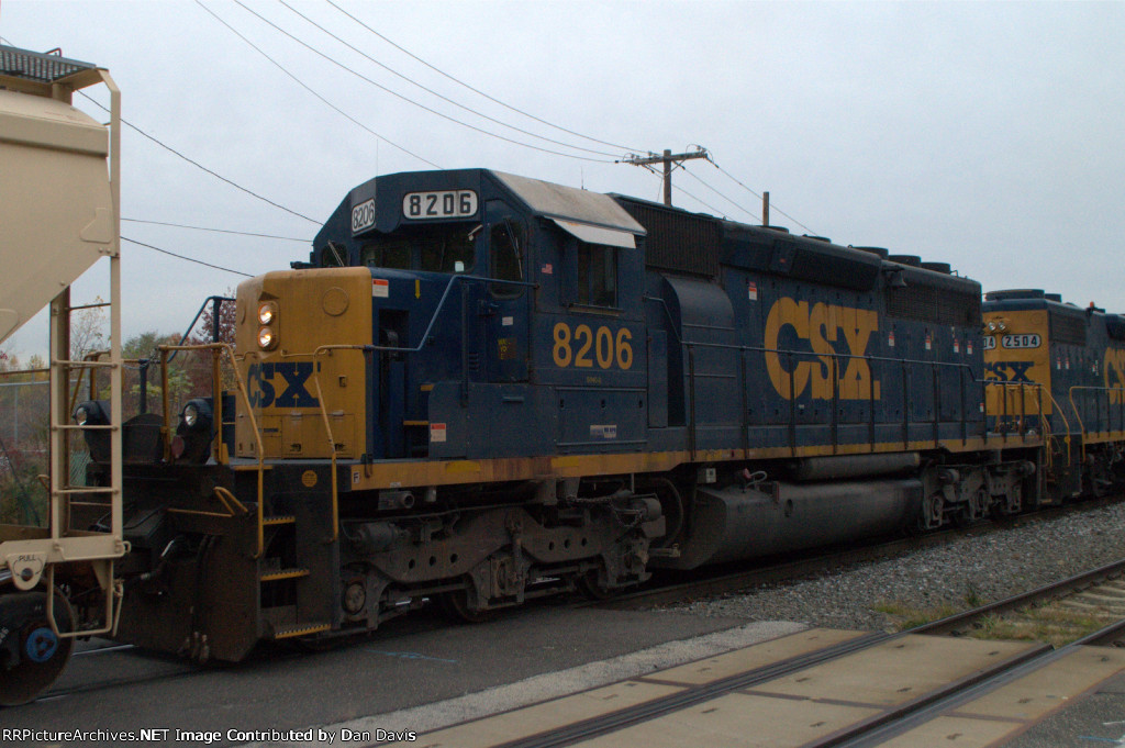 CSX SD40-2 8206 trails onWPSP-18.
